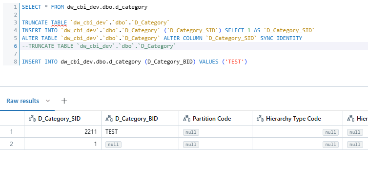 Solved: ALTER TABLE ... ALTER COLUMN .... SYNC IDENTITY no... - Databricks Community - 110465
